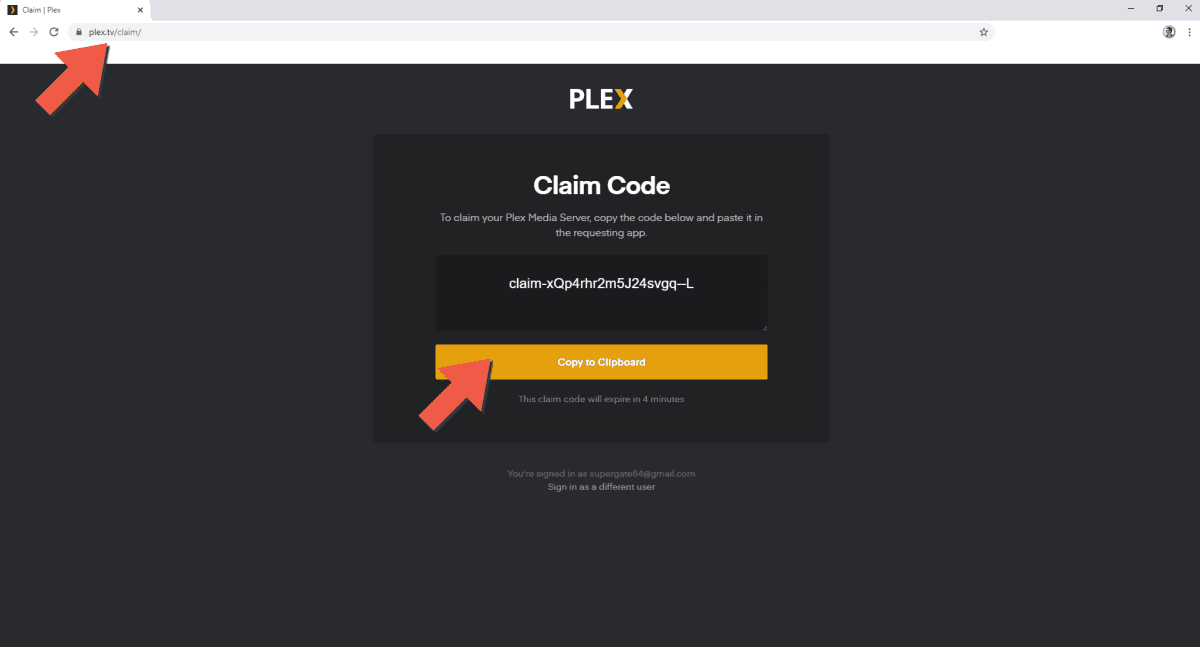 Where do I enter the Plex claim code? - Universal Fusion Site